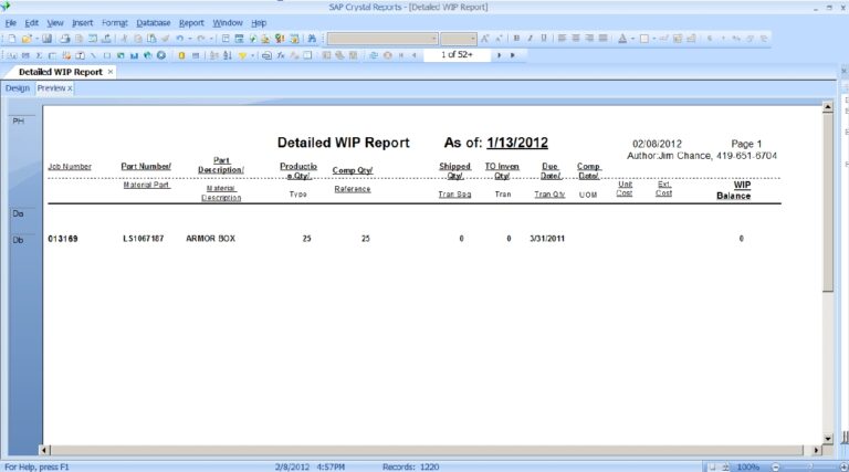 Detailed WIP Report | PracticalTek
